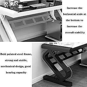 ZYCSKTL Desk Computer Table Modern Large Office Desk,Study Room Tempered Glass Desk, Bedroom Simple Writing Desk, Desktop Home Computer Desk, Easy to Install (Color : Pink, Size : 120 * 60 * 75cm)