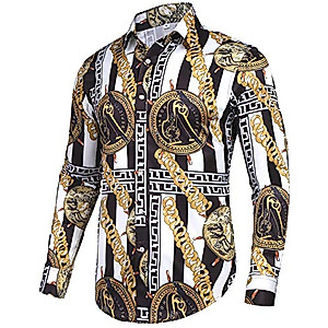 Pacinoble Mens Casual Button Down Shirt Fashion Luxury Hipster Expensive Casual Slim Fit Stylish Long Sleeve Dress Shirts (White L)