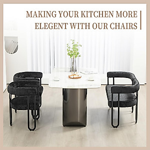 Lin-Utrend Small Loveseat Sofa, Comfy, Chenille Fabric Sofa with Metal Legs,Upholstered Love Seat Chairs for Living Room Dining Kitchen Office Studio (Black, Loveseat)