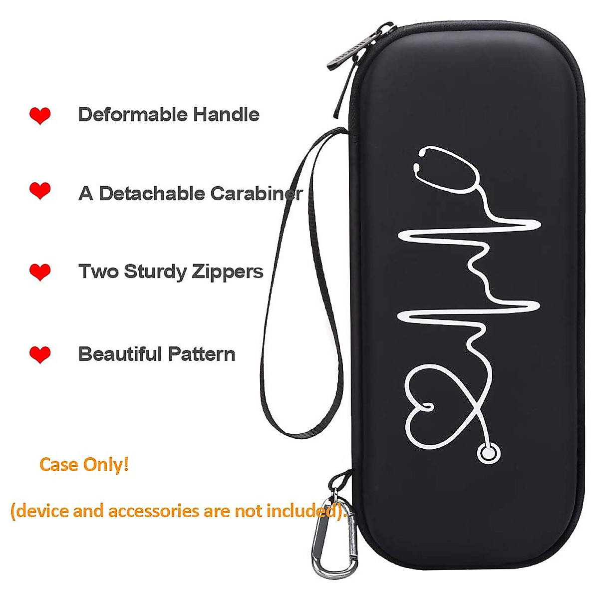 BOVKE Stethoscope Case fits 3M Littmann Classic III Monitoring Stethoscope, Lightweight II S.E, MDF Acoustica, Cardiology IV Diagnostic Stethoscope Holder with Pocket for Nurse Accessories, Black