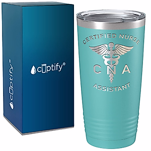 CNA Certified Nurse Assistant Gift on Seafoam 20 oz Stainless Steel Tumbler with Lid - Insulated Cup - Travel Mug