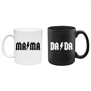 Rockstar Dad and Mom Mug - Gift for Pregnancy Announcement - New Parent Gifts for Couples - Dad and Mom Coffee Mug Set for Christmas Anniversary Birthday 11 Oz With Gift Box (Black&White)