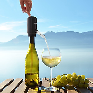 Ivation Wine Aerator & Dispenser with Flexible Tube | Electric Battery-Operated Universal Wine Bottle Spout with Automatic Button Dispenser, Aeration Control, Integrated LED Light & Removable Rod