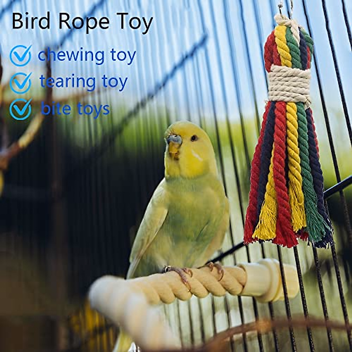 ASOCEA Pet Bird Parrot Colorful Cotton Rope Bite Chew Cage Hanging Toys for Cockatiels Macaws Parrots Small Medium Large Birds