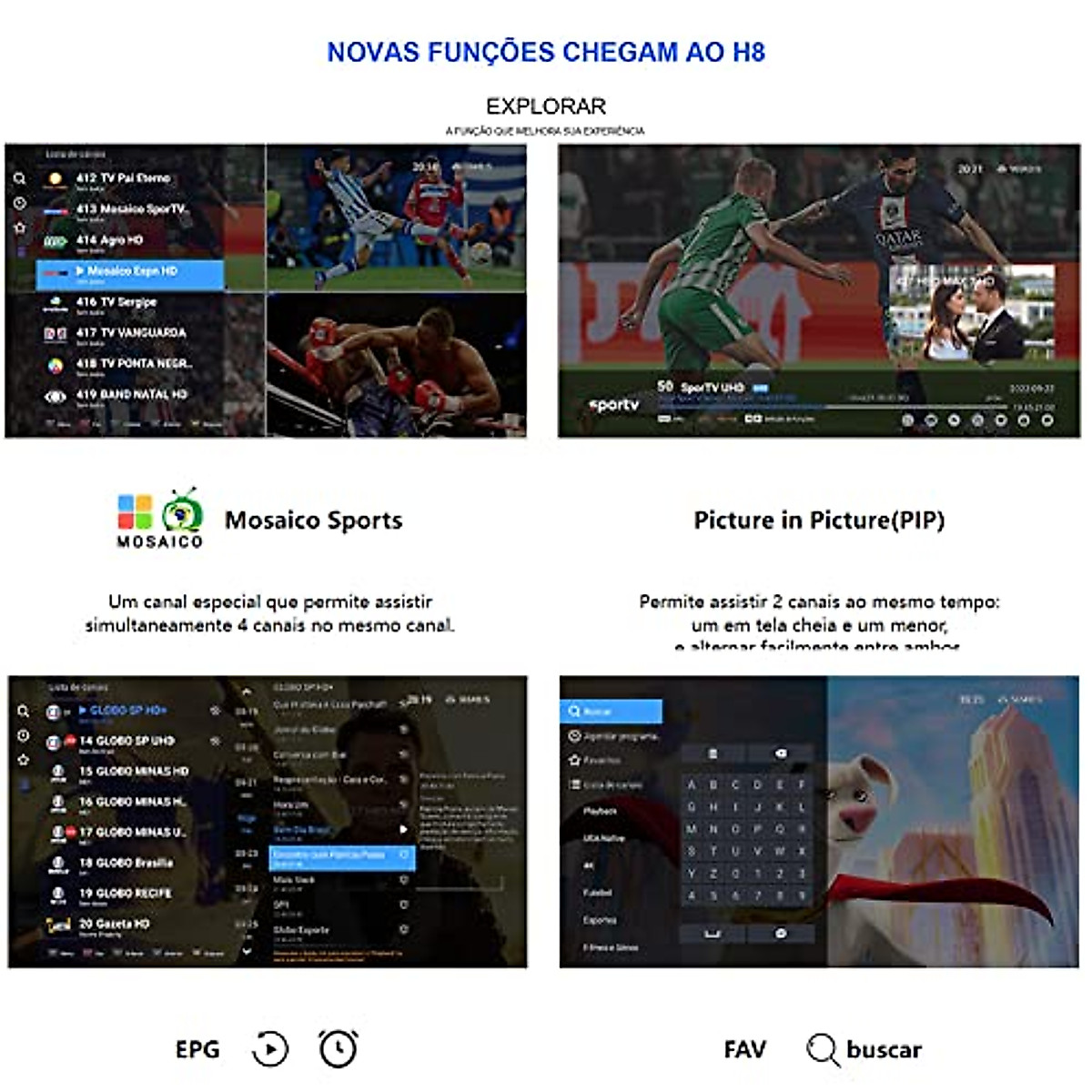 2023 H8 BR IPTV Brazil Brasil Quad-Core Mali-450MP GPU Ultra-Fast Reaction Speed HDMI Box