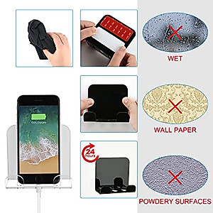 Cosmos 2 Pcs Wall Mount Phone Holder Cell Phone Wall Holder Smartphone Charging Stand Bedside Organizer Storage Bracket Compatible with Most Phone and Mini Tablet for Home Office Bedroom Living Room