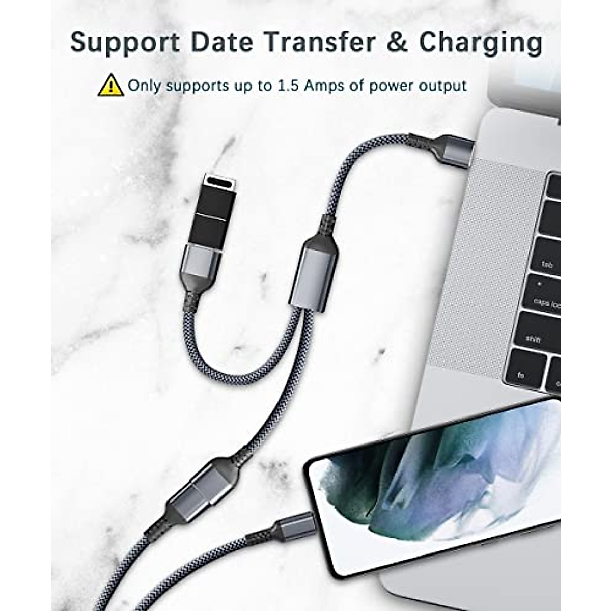 Basesailor USB Splitter 1 in 2 Out 1FT,USB A Male to Double Female Y Cable Extension Adapter,Dual USB Port Extender Hub,Data Charger Power Split for Car,Xbox One Series,PS4,PS5,Laptop,Keyboard,Mouse