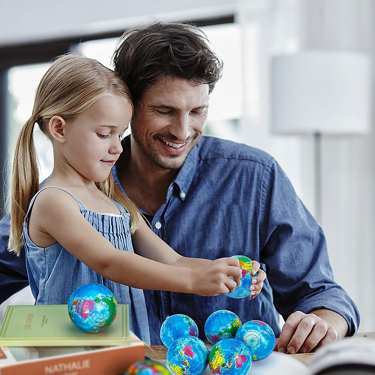 3 otters 15PCS Globe Squeeze Balls, 3 Inch Earth Stress Relief Balls Foam Squeeze Balls Educational Stress Balls for Finger Exercise School Carnival Reward Party Bag Gift