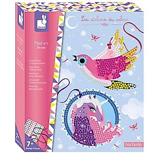 Janod Crystal Pixies Craft Kit - Unicorn & Cat - 5 Boards with 1,500 Mini Crystals - Ages 7+ - J07821