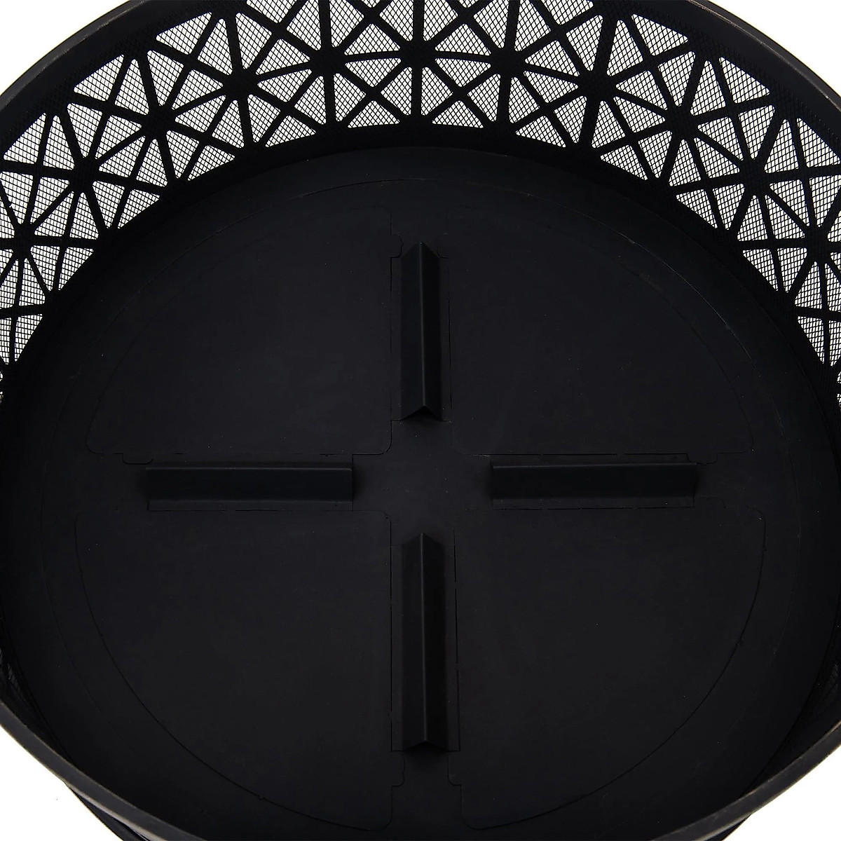 Sunjoy 30 in. Outdoor Fire Pit, Patio Black Round Wood-Burning Steel Firepit Large Fire Pits for Outside with Spark Screen and Fire Poker