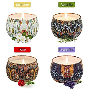 Scented Candles Gift Set for Women: 4 Pack of Rose Lavender Sage Orange Aromatherapy Candles for Home Scented Soy Wax Jar Candle Sets 4.4 oz 32 Hour Burn Time Use for Bath Yoga Christmas Birthday