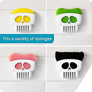 Peleg Design Brain Drain White Skull Sponge Holder for Kitchen, Bath, or Sink, Drains and Dries All Types of Sponges, 1 Sponge Included