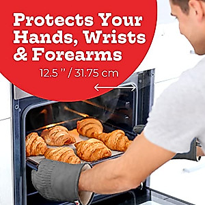 Big Red House Heat-Resistant Oven Mitts - Set of 2 Silicone Kitchen Oven Mitt Gloves, Grey