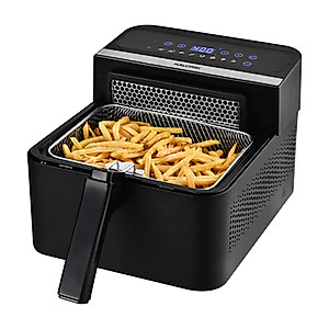 Kalorik FT 45418 BK 2-in-1 Digital Air and Deep Fryer, Black, LED Display Features Easy-to-use Digital Controls with 8 Cooking Presets, 3-Quart Basket Yields 3 to 4 Servings, Detachable Power Cord