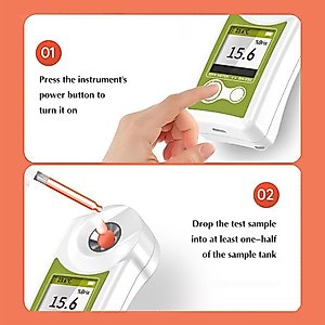 LHQYA Portable Brix Reader Tester, Digital Brix Refractometer, with Display, 0-55% Brix Measuring Range/ 0.2% Sugar Content Accuracy/ 10℃-40℃ Ambient Temperature, for Fruit Drinks