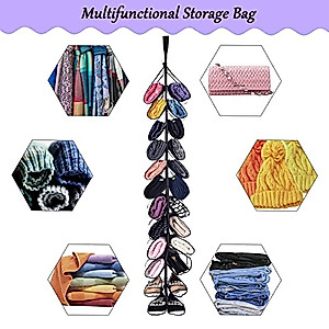 Legging Organizer Storage, T-Shirt Organizer, Foldable Hanging Closet Organizer, Hanging Clothes Organizer with 24 Roll Compartments for Yoga Clothes, Pants, Tank Top, Towel, Underwear, Shirt (Black)