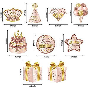 Pink Rose Gold Birthday Hanging Swirls Decorations for Women Girls, 30pcs Happy Birthday Swirls Party Supplies, 10th 16th 21st 30th 40th 50th 60th Bday Ceiling Sign Decor