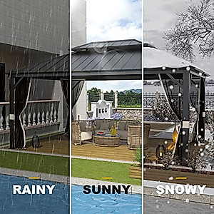 OLILAWN Gazebo 12x16, Outdoor Hardtop Gazebo with Large Aluminum Frame, Galvanized Steel Double Top Gazebo with Ventilation, All-Weather Metal Gazebo with Mosquito Nettings, for Patios Gardens Lawns