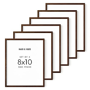 HAUS AND HUES 8x10 Picture Frame Set of 6-8x10 Frames Set of 6, Dark Wood Picture Frames Set, 6 8x10 Picture Frames For Wall, 8x10 Frames Bulk 8x10 Picture Frames For 8x10 (Walnut Oak Frame)
