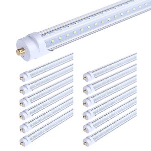 JOMITOP 65W T8 V Shaped 8FT LED Tube Light 270 Angle, Single Pin FA8 Base 7800LM 5000K Natural White, 8 Foot Double Side (150W LED Fluorescent Bulbs Replacement),Dual-Ended Power AC 85-277V 12 Pack