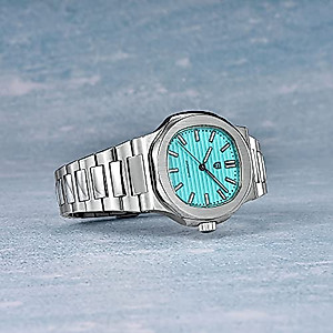 LACZ DENTON Pagani Design PD1728 Mens Automatic Watches Full Stainless Steel Waterproof 100M Watches for Men Men Mechanical Wristwatches (Sky Blue)