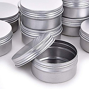 Healthcom 12 Pack 2 Oz/60ml Round Aluminum Tin Cans Screw Top Metal Lid Tins Makeup Cream Lip Balm Jars Empty Cosmetic Storage Sample Container Boxes Organization for Lip Balm Salve Crafts Spice Candles Tea Gifts,Silver
