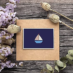 48 Pack All Occasion Assorted Blank Note Cards Greeting Card Bulk Box Set - Nautical Sea with Envelopes Included 4 X 6 Inches