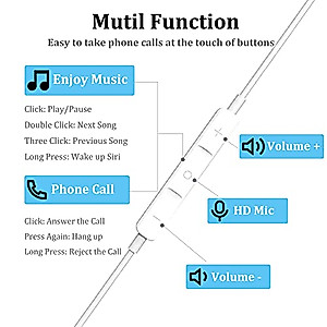 2 Pack-iPhone Earbuds/iPhone Headphones Wired//Wired Earphones/Lightning [MFi Certified] Built-in Microphone & Volume Control Compatible with iPhone 14/13/12/11/X/8/7, Support All iOS System