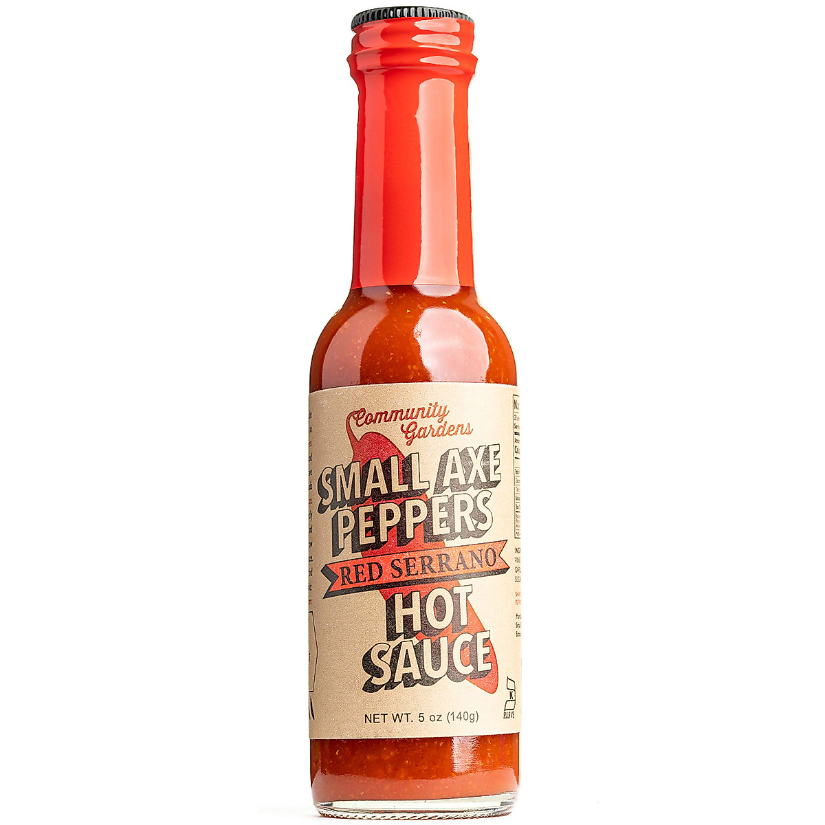 Small Axe Peppers Red Serrano Hot Sauce, 5 oz - All Natural, Kosher, non-GMO, Community Garden Grown Ghost Pepper Gourmet Hot Sauce, Featured on HOT ONES!