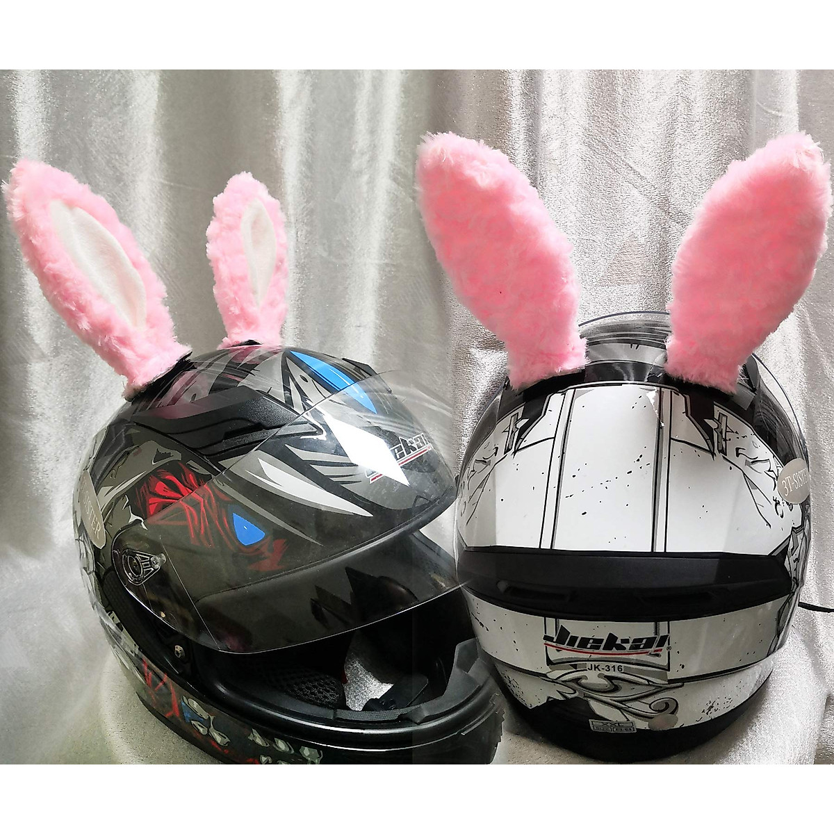 3T-SISTER Helmet Bunny Ear Women Girls Plush Rabbit Ear for Motorcycle Bicycle Ski Helmets Halloween Party Cosplay Wig Helmet Accessory Decorations Velcro Reusable Design （Pink） 2PCS