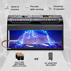 Electric Rat Trap - Mouse Trap Indoor for Home Pest Control Traps, Instant Kill Rat Killer for Rats, Mice, Chipmunks, Squirrels Humane & Resuable