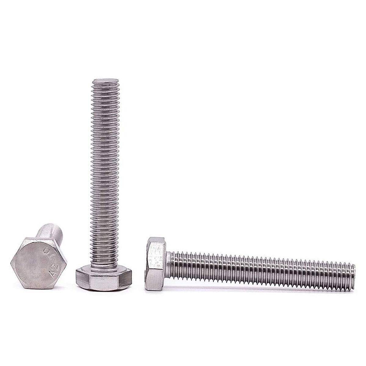 M12-1.75 x 60mm Stainless Steel Hex Bolts, 304 Stainless Steel 18-8, Hex Drive, Full Thread, Coarse Thread UNC, Plain Finish, 4 PCS