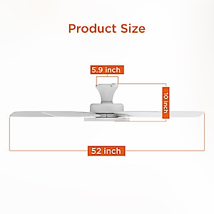 TALOYA 52 inch Ceiling Fans with Lights,Remote Control Multifunctional Quiet Fan with Three Color Temperature and Dimmable Light with Reversible Blades White