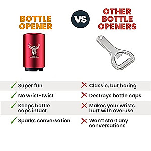 2 Pack Beer Automatic Bottle Opener, Cool Magnetic Bottle Opener for Bartender Tool Fun, Lid Opener, Pushed Down Beer Opener, One-Hand Easy/Funny Lid Beer Bottle Openers Beer Opener (Stainless- 1pcs)