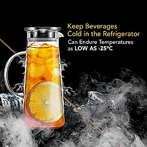 Richro Glass Pitcher With Lid and Spout Set of 2 - Heat Resistant Glass Carafe Pitcher With Stainless Steel Lid 50 oz Good For Coffee Juice Beverage Pitcher For Juice and Iced Tea Pitcher Water Carafe