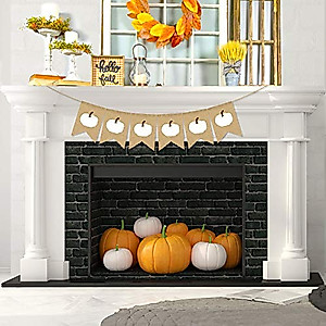 Rainlemon Burlap White Pumpkin Banner Fall Wedding Bridal Shower Thanksgiving Party Fireplace Mantle Garland Decoration