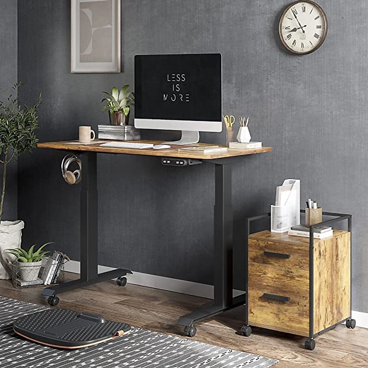 FEZIBO 2-Drawer Mobile File Cabinet, Wood Rolling Filing Cabinet for A4/Letter Size, Printer Stand, Storage Cabinet for Home Office, Rustic Brown