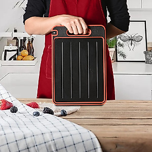 LIZHOUMIL Defrosting Tray, 4-in-1 Board Double-Sided Frost Away Plate Chopping Board Kitchen Gadget with Knife Sharpener Cutting Board red Black