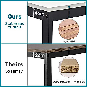 SINPAID Computer Desk 47 inches with 2-Tier Shelves Sturdy Home Office Desk with Large Storage Space Modern Gaming Desk Study Writing Laptop Table, White Desk