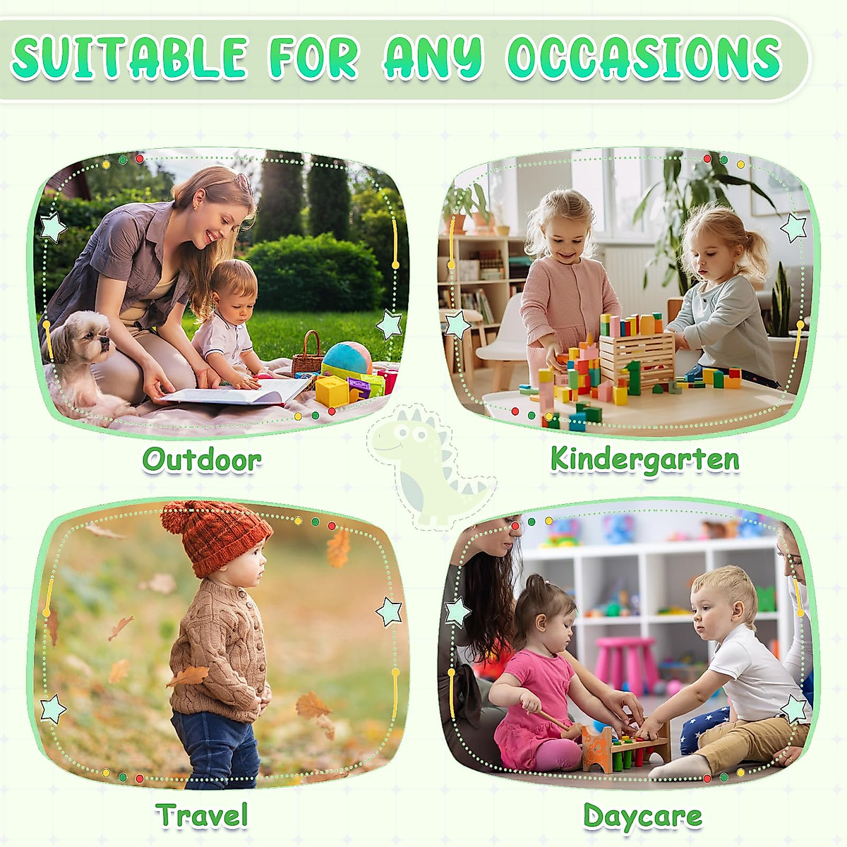 Cute Toddler Backpack for Boys and Girls, KASQO 9.4" 3D Soft Plush Animal Mini Lightweight Travel Bag for Baby 2-6 Years Old, Green Dinosuar