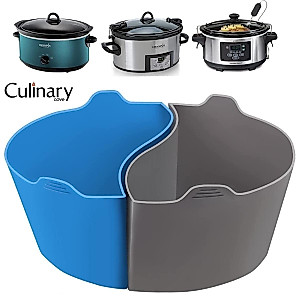 Culinary Cove Silicone Slow Cooker Liners,Reusable, BPA-free, and Dishwasher Safe Liners for Crock Pot 6 QT, Compatible with 6 Quart Oval Slow Cookers, with Divider Insert for Cooking 2 Meals at Once