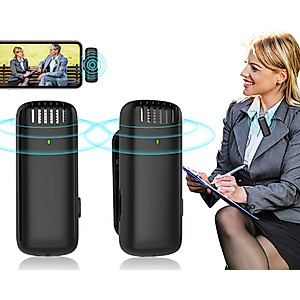 RTOGM Dual Wireless Lavalier Microphone for iPhone Video Recording & Live Streaming, Plug & Play, Active Noise Cancellation, Lapel Mics for TikToker, Vlogger & Youtuber - No Need App/Bluetooth