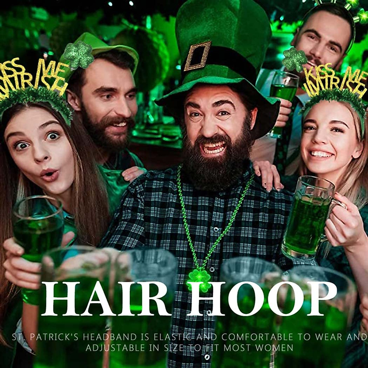 CLOACE St.Patrick Day Clover Headbands Green Shamrocks Hairband Sequins Irish Hair Hoop Parade Party Costume Hair Accesories