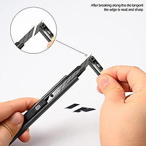 FOSHIO Retractable Utility Knife with 30 Degree Snap Off Blade 9MM, Box Cutter for Carton, Cardboard and Box, Office, Home Use, 3 Pack Black Aluminum Handle Knife ​with Extra 30 Replacement Blades