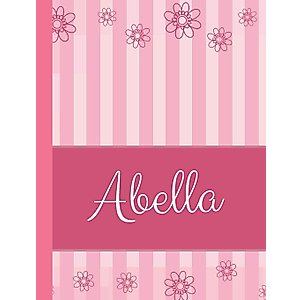 Abella: Personalized Name College Ruled Notebook Pink Lines and Flowers