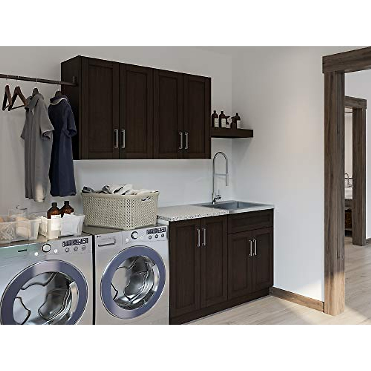 NewAge Products Home Cabinet 18 in. Pull-Out Laundry Hamper Basket, Steel Alloy Frame with Durable Canvas Bag, Beige, 80641