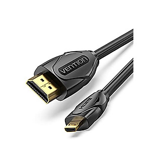 VENTION 4K Micro HDMI to HDMI Cable 6FT - High Speed HDMI to Micro HDMI Cord Adapter Support 3D Full HD 1080P Compatible with Laptop Camera Connected to Monitor Projector