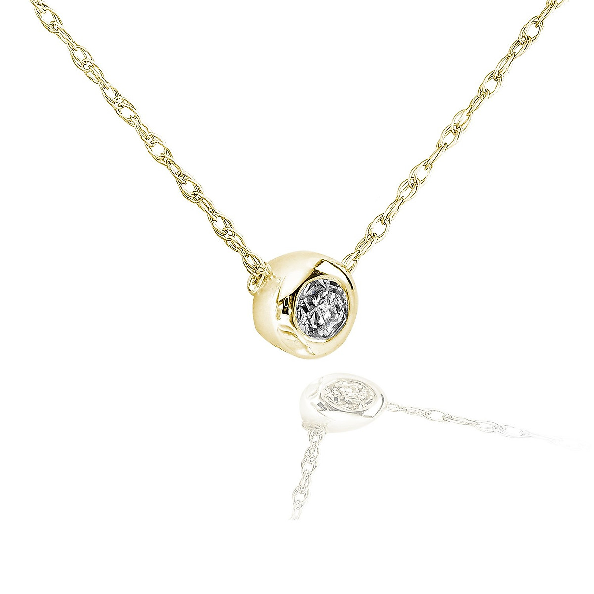 Kobelli Tiny Diamond Solitaire Bezel Necklace in 14k Gold (18" Chain)