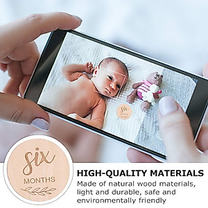 NUOBESTY Baby Monthly Milestone Wooden Cards Wooden Slices First Year Growth Cards Newborn Photo Card Props