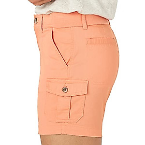 Lee Women's Flex-to-Go Mid-Rise Seamed Cargo Short, Papaya, 16